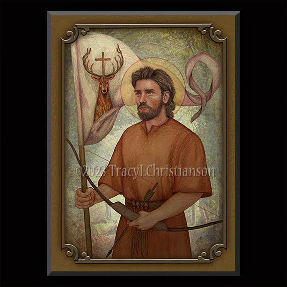 St. Eustace Plaque & Holy Card Gift Set - Portraits of Saints
