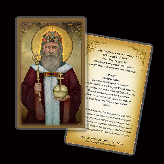 St. Stephen of Hungary Holy Card - Portraits of Saints