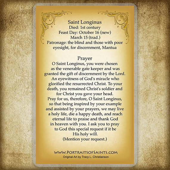 St. Longinus the Centurion Holy Card - Portraits of Saints