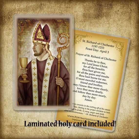 St. Richard of Chichester Plaque & Holy Card Gift Set - Portraits of Saints