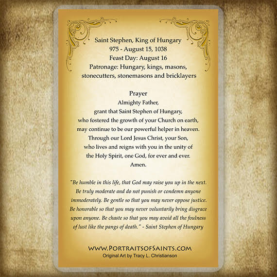 St. Stephen of Hungary Holy Card - Portraits of Saints