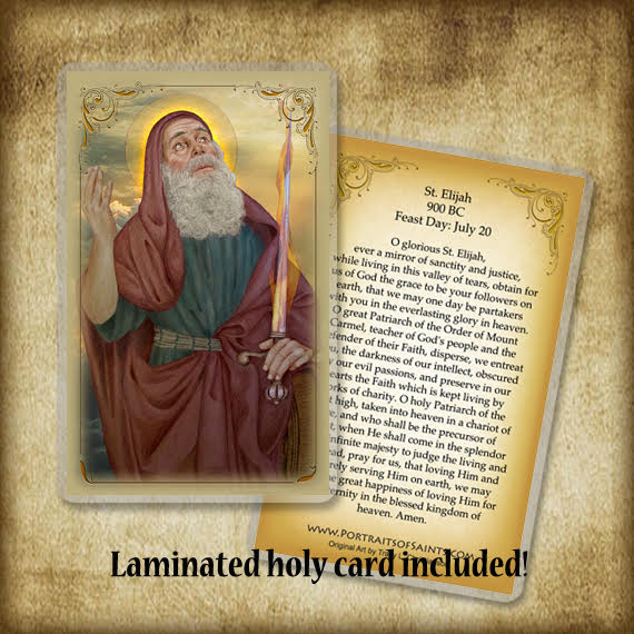 St. Elijah Plaque & Holy Card Gift Set - Portraits of Saints