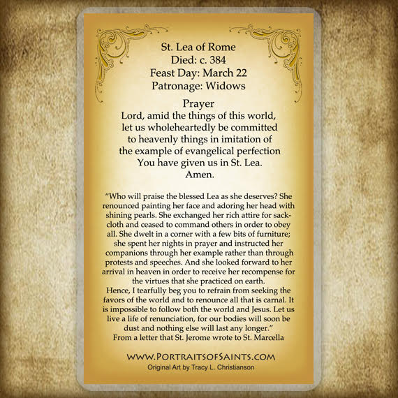 St. Lea of Rome Holy Card - Portraits of Saints