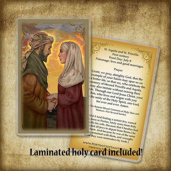 St. Aquila and St. Priscilla Plaque & Holy Card Gift Set - Portraits of ...