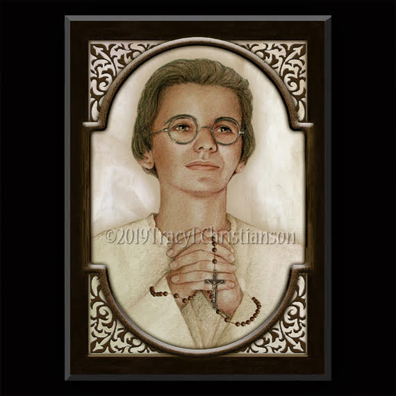Marthe Robin Plaque & Holy Card Gift Set - Portraits of Saints