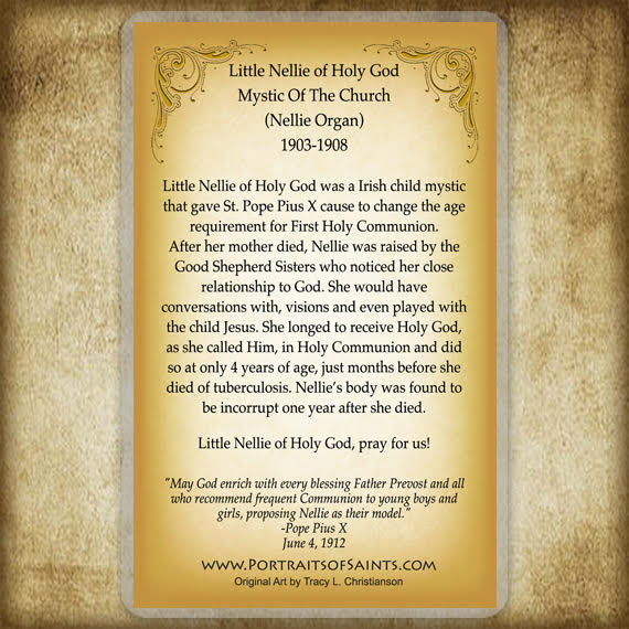 Little Nellie of Holy God (Nellie Organ) Holy Card - Portraits of Saints