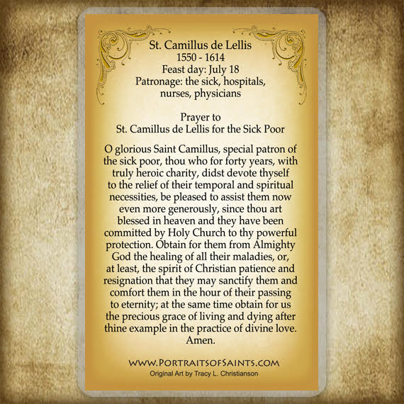 St. Camillus de Lellis Holy Card - Portraits of Saints