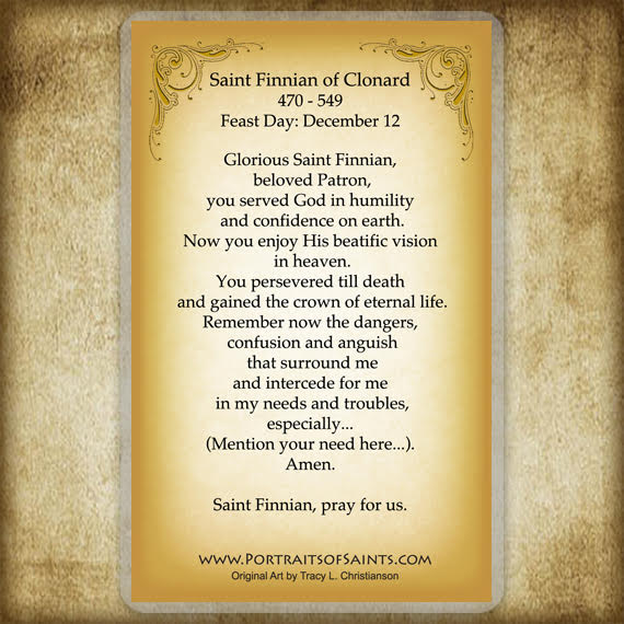 St. Finnian of Clonard Holy Card - Portraits of Saints