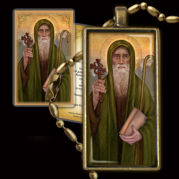 St. Finnian of Clonard Pendant & Holy Card Gift Set - Portraits of Saints