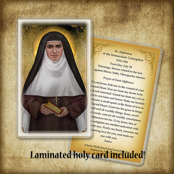 St. Alphonsa of the Immaculate Conception Pendant & Holy Card Gift Set ...