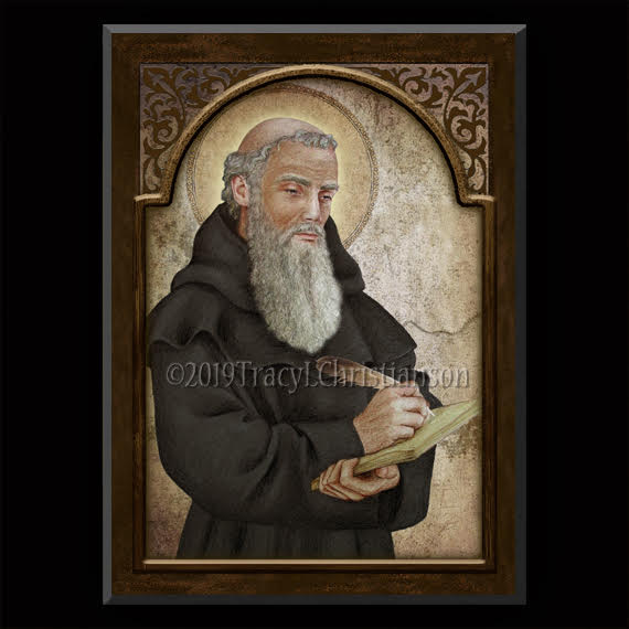 St. Bede the Venerable Plaque & Holy Card Gift Set - Portraits of Saints