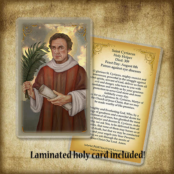 St. Cyriacus Plaque & Holy Card Gift Set - Portraits of Saints